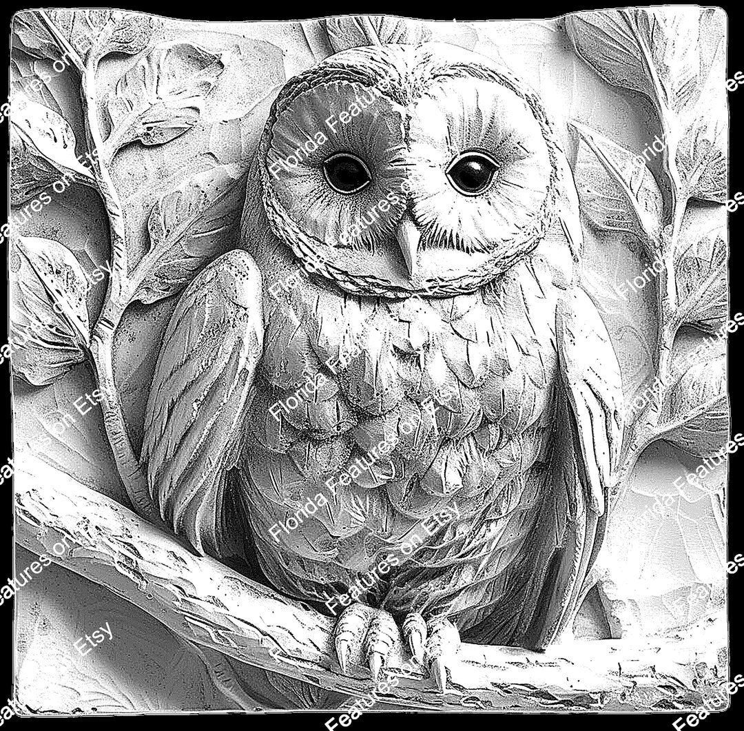 Cute Owl in Tree | 3D Illusion | Laser Engrave PNG Digital File ...