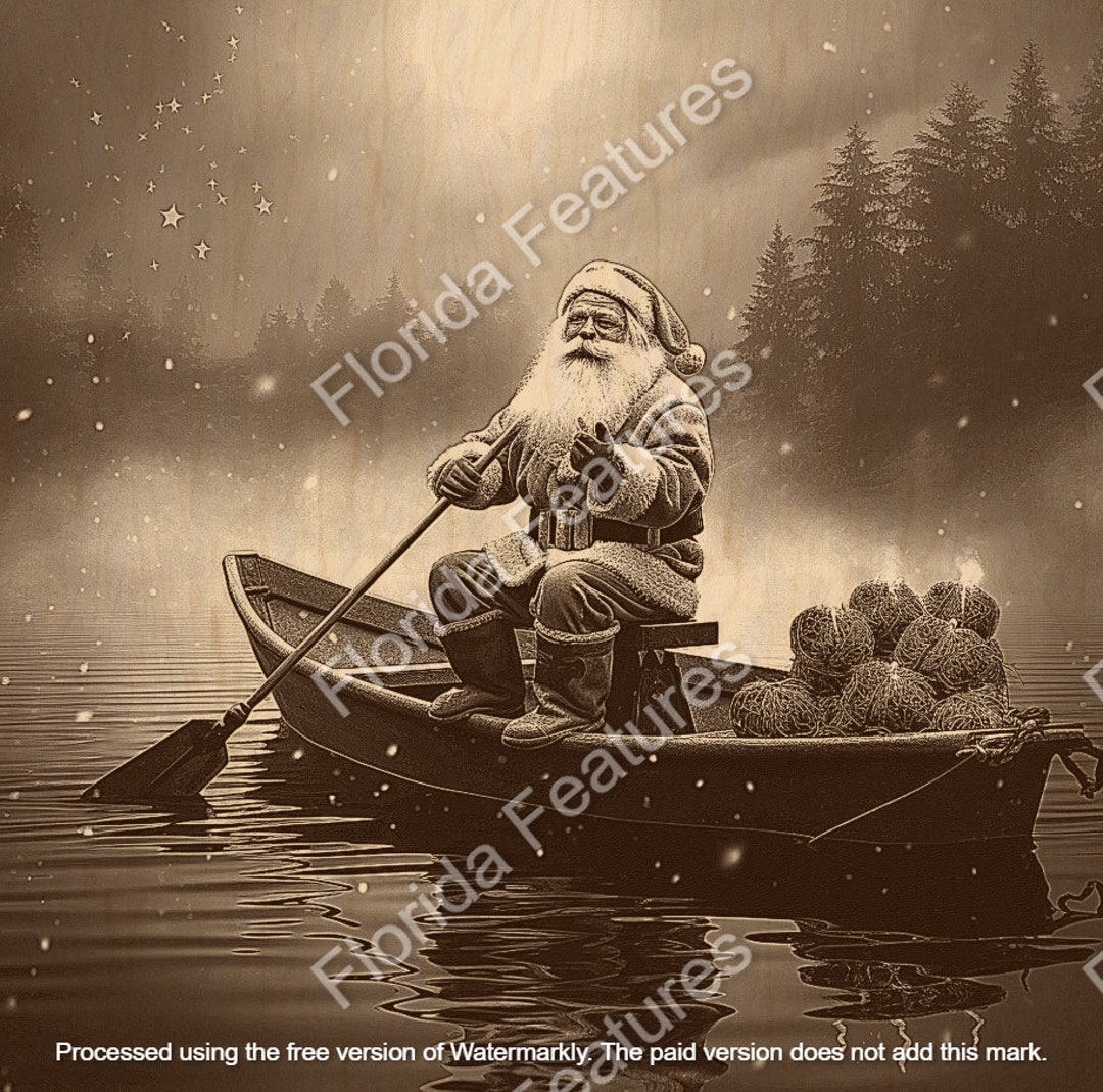 Laser Etch Burn Wood Files, Christmas Santa Fishing for Fish, Quality ...