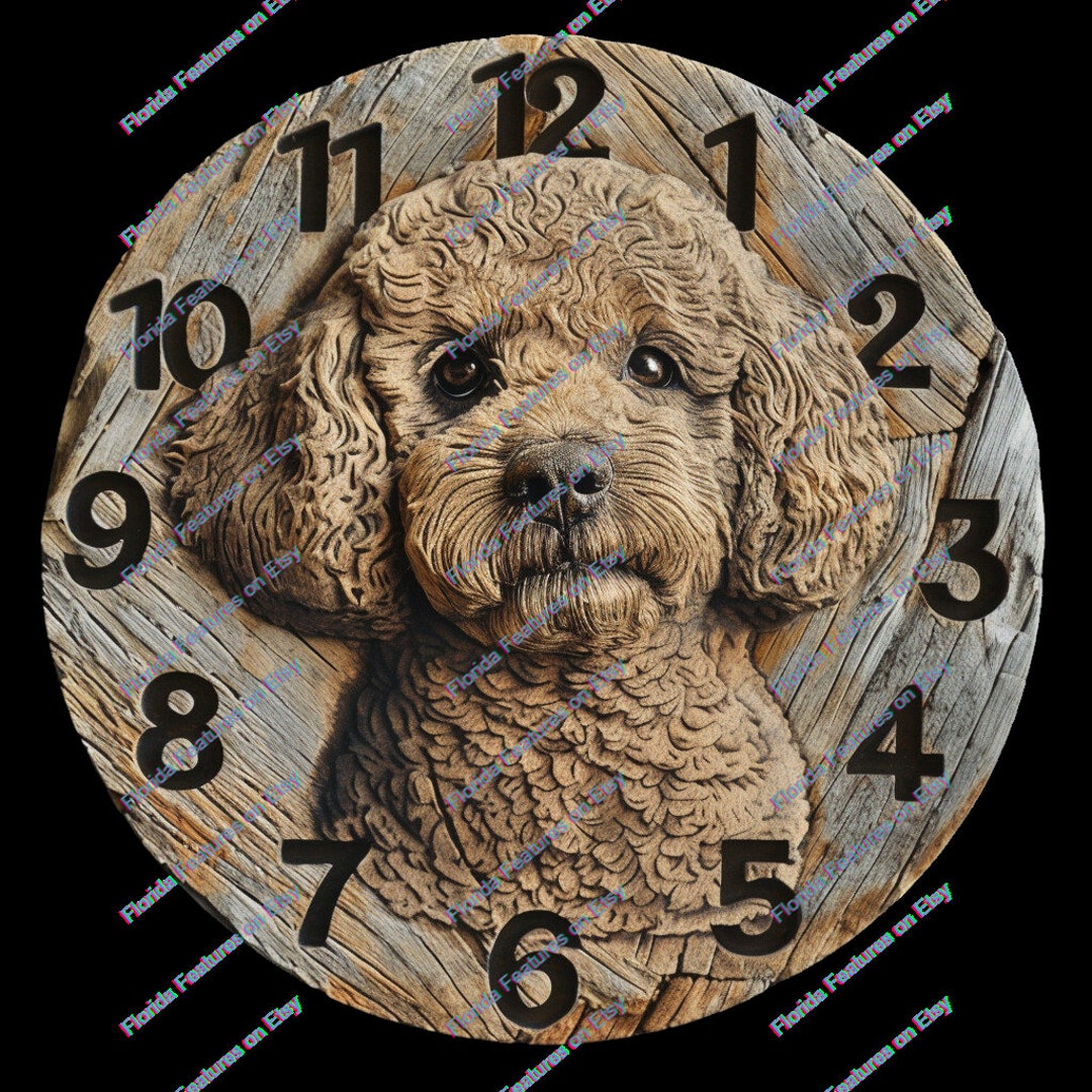 3D Poodle Clock: Laser Cut Wood Engraving Design (digital File) - Etsy