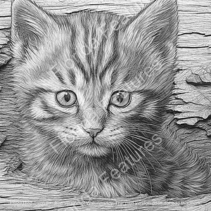 Glowforge 3D Illusion Cute Cat PNG Digital Download Laser 3D Illusion ...