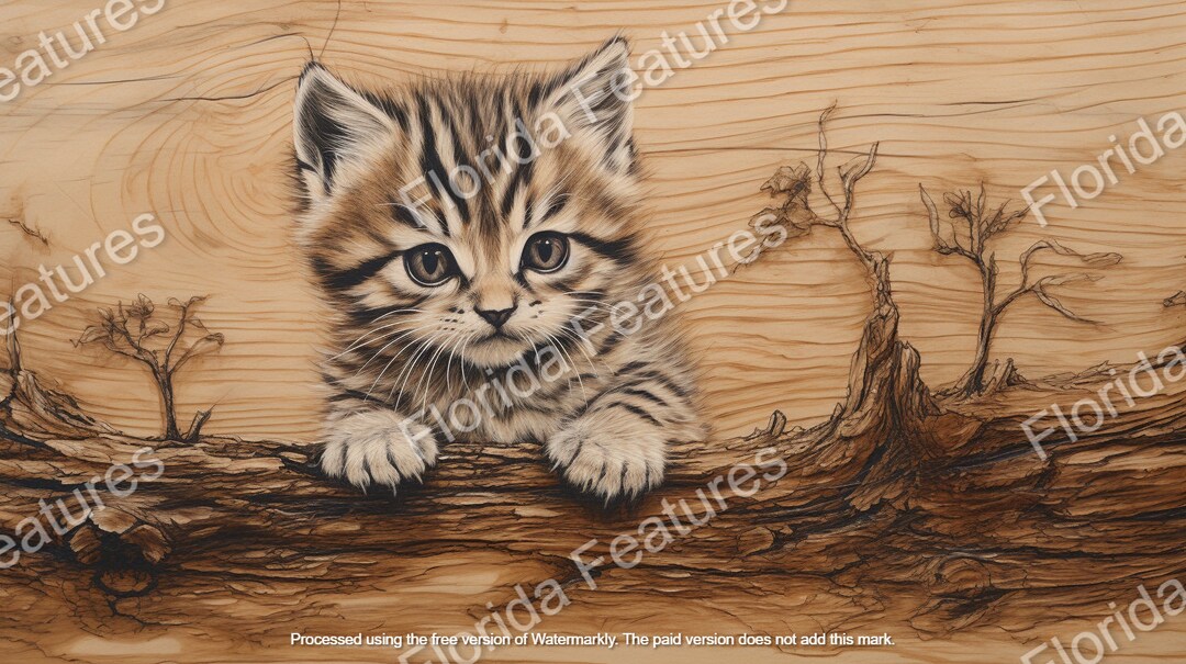 Super Cute Cat Kitten, Laser Etch Burn Wood Files, High Quality Digital ...