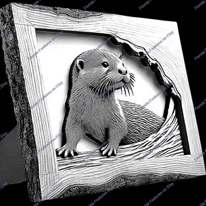3D Baby Otter Wood Engraving: Laser Cut File (PNG SVG) - Etsy