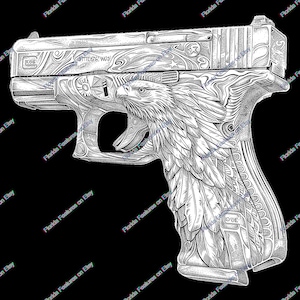 Deagle Desert Eagle Glock 9mm Gun | 3D Illusion | Laser Etch SVG PNG ...
