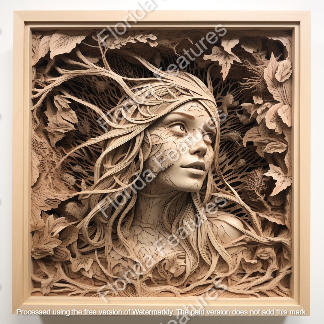 Stunning Nature Girl, Carved Look Etched, Laser Burn, Etch Wood File ...