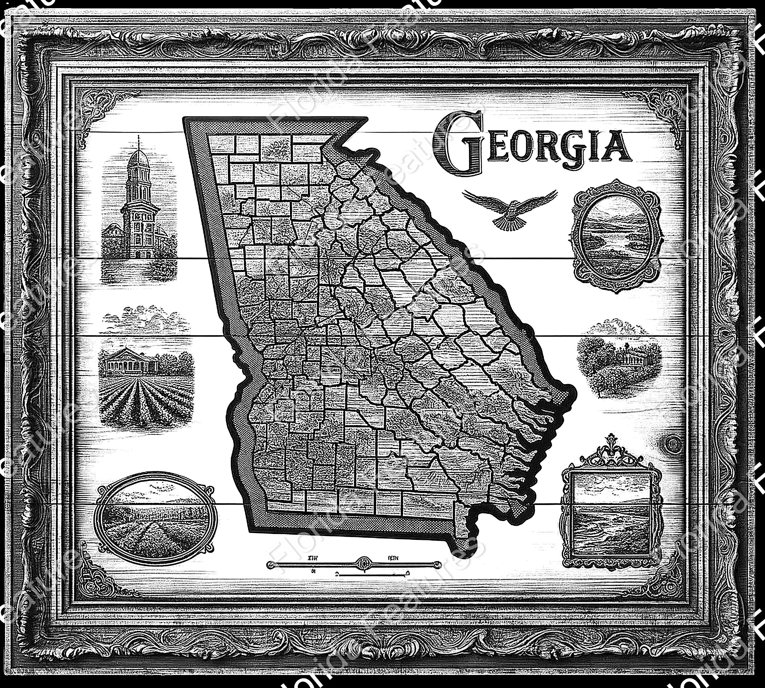 Georgia 3D Map: Wood Framed Laser Etched State Art (SVG PNG) - Etsy