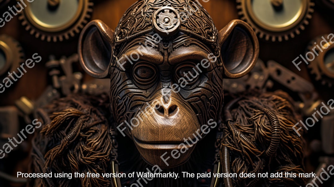 Steampunk Monkey Laser Cut File: 3D Illusion Art (PNG, SVG) - Etsy