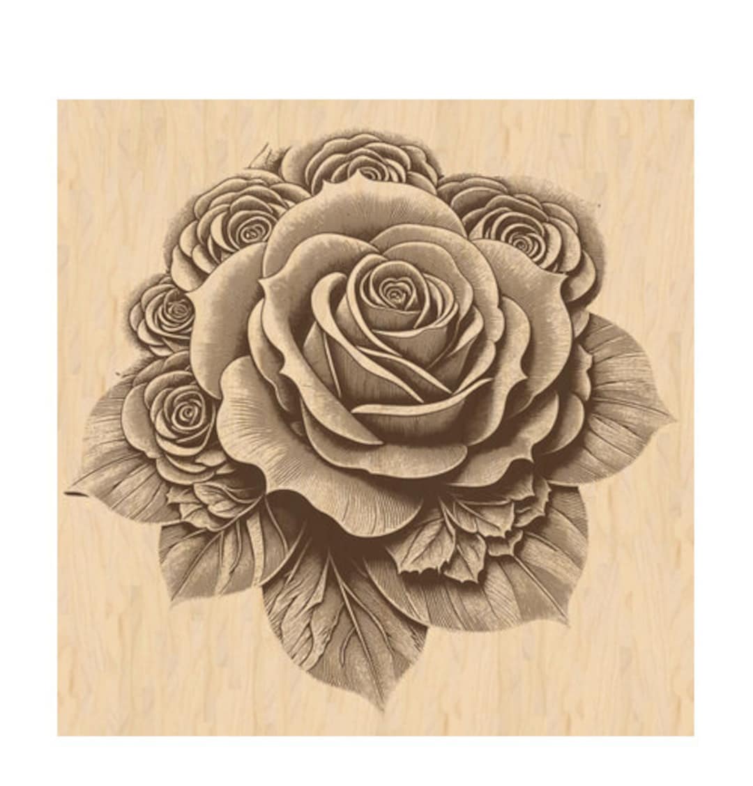 3D Rose Laser Engraving Design: Floral Wood Art (PNG, SVG) - Etsy