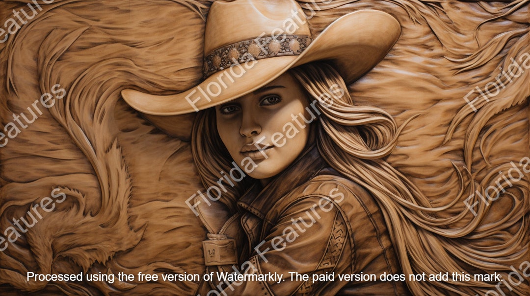 Laser Burn Etch Wood Files, Girl in a Hat, Cow Girl, Easy Cut Image ...