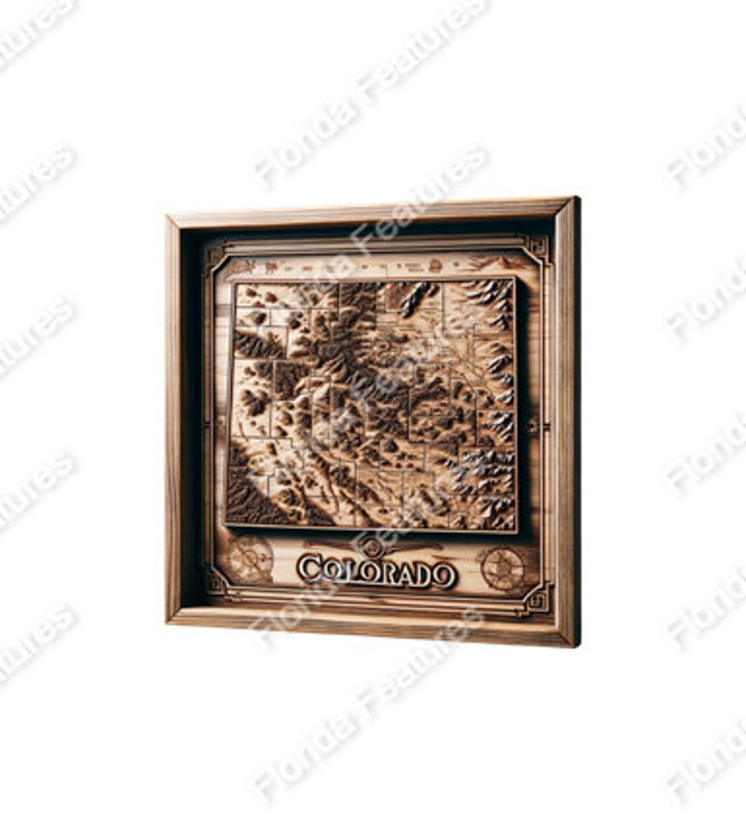 Colorado 3D Map Picture Wood Framed State USA | 3D Illusion | Laser ...