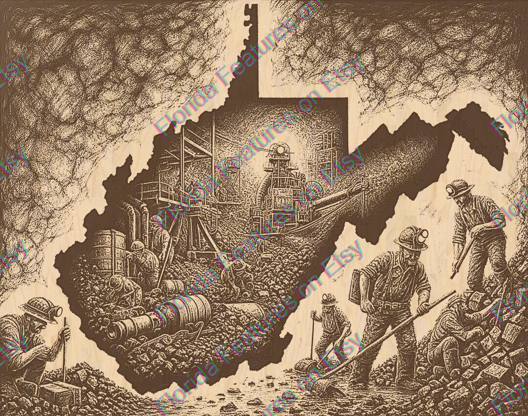 West Virginia Coal Miners 3D Laser Design: Wood Engraving SVG PNG ...