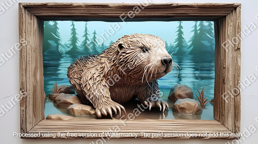 Carved Look, Cute Wood Beaver, Easy Cut Image, Instant Download PNG SVG ...