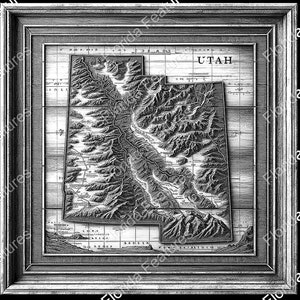 Utah 3D Map Picture Wood Framed State USA | 3D Illusion | Laser Etch ...