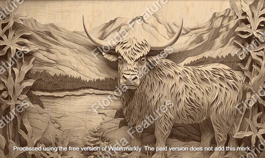 Highland Cow 300 DPI Farm Animal Laser Etch Burn Carved - Etsy
