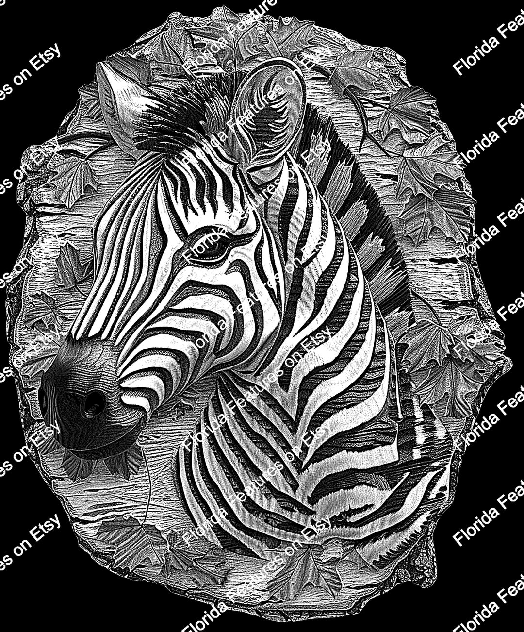Zebra on Live Edge Wood 3D Illusion Laser Engrave PNG Digital File ...