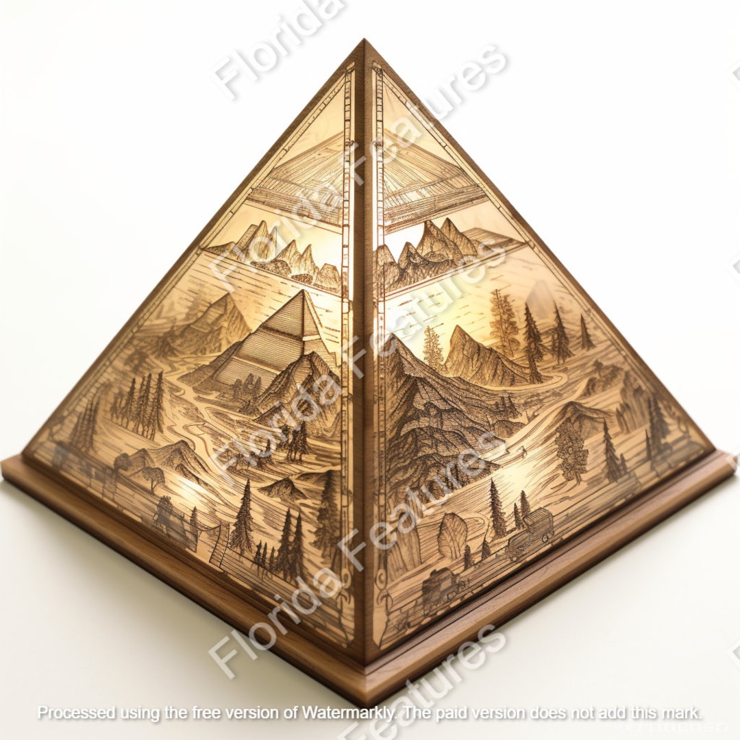 The Great Pyramid of Giza Egyptian, Laser Etch Burn Carved Look, 300 ...