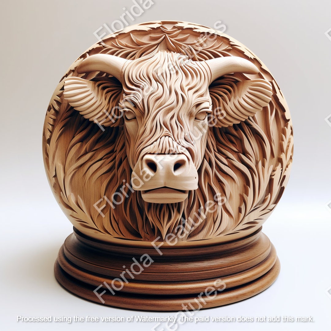 Laser Etch Burn, Snow Globe Highland Cow, Detailed Farm Scottish, 300 ...