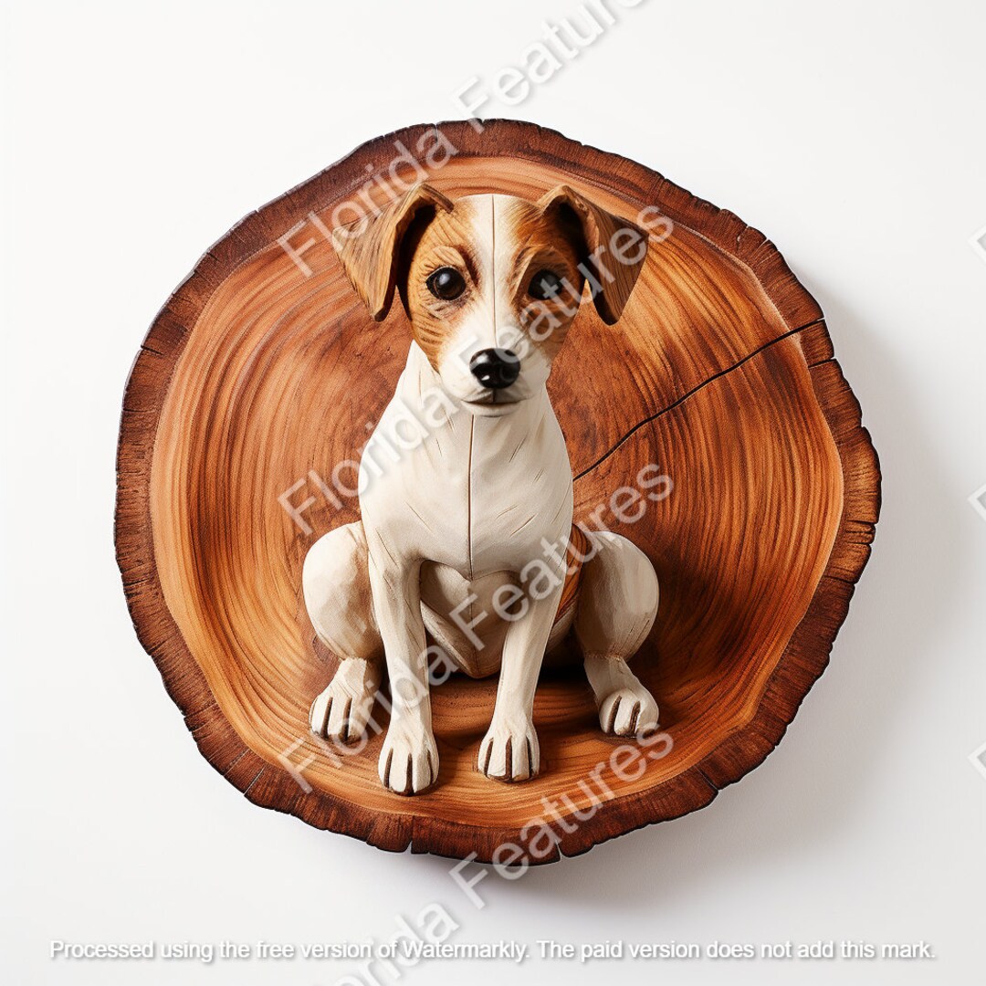 Cute Jack Russel Terrier Puppy Dog, Live Edge Wood, Cut Laser Etch Wood ...