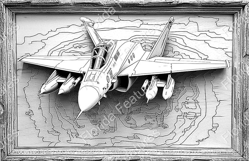 3D Illusion Fighter Jet Wood Art: Laser Etch Files (PNG SVG) - Etsy