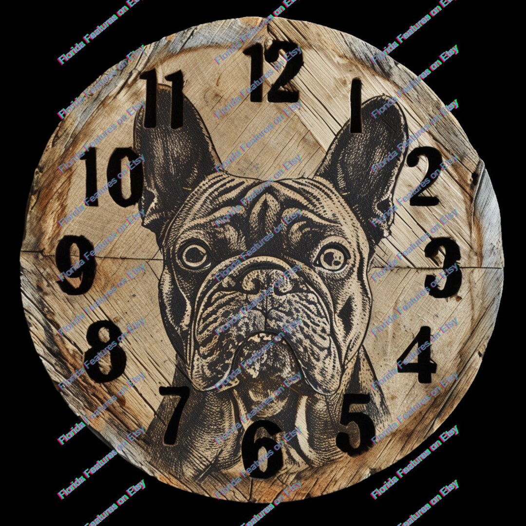 Wood Wall Clock | Bull Dog Pet Clock | 3D Illusion | Laser Burn PNG Digital File | Perfect Wood ...