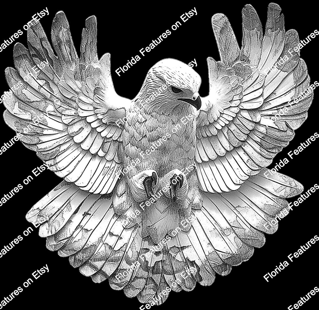 Soaring Flying Hawk | 3D Illusion | Laser Engrave PNG Digital File ...