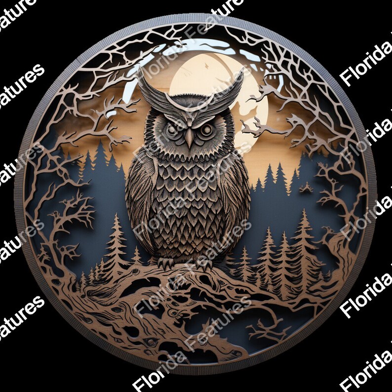 3D Owl Laser Cut File: Wood Engraving Design (PNG, SVG) - Etsy