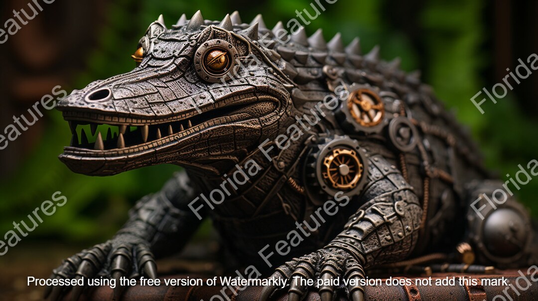 Steampunk Gator Laser Cut File: 3D Illusion Art (PNG SVG) - Etsy