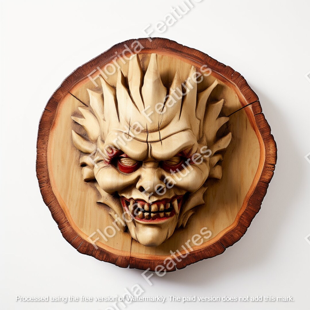 Halloween Spooky Clown, 300 DPI, Live Edge, Laser Etch Burn Carved Look ...