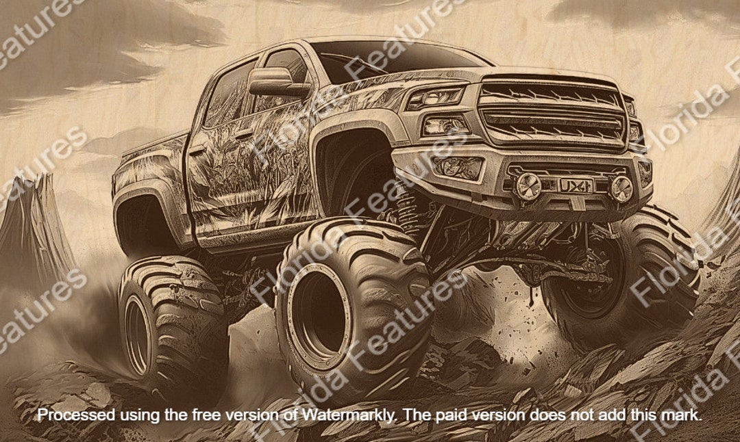 Redneck Fun, Digital Design File,3d Illusion, Jacked up Lifted Pickup ...