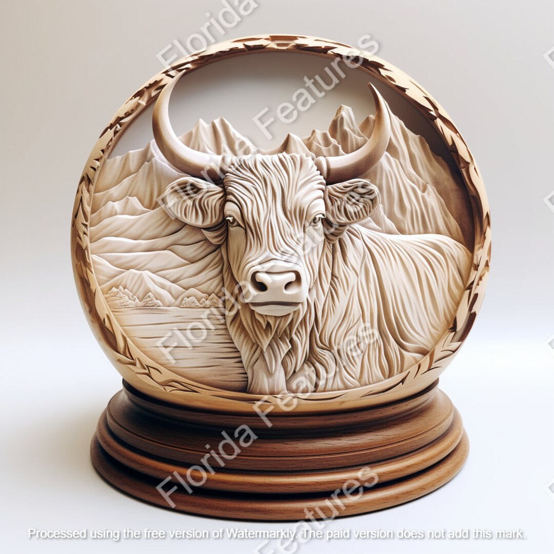 3D Highland Cow Snow Globe: Laser Cut Carved Wood Look (PNG SVG) - Etsy