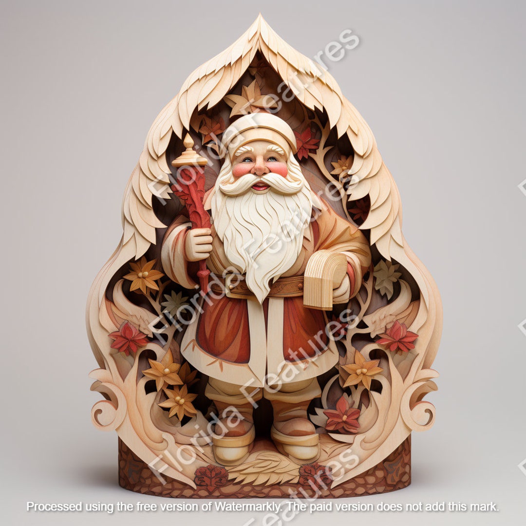 Etched Santa Clause Holiday Wood Etch, Cute Santa, Laser Etched Cut ...