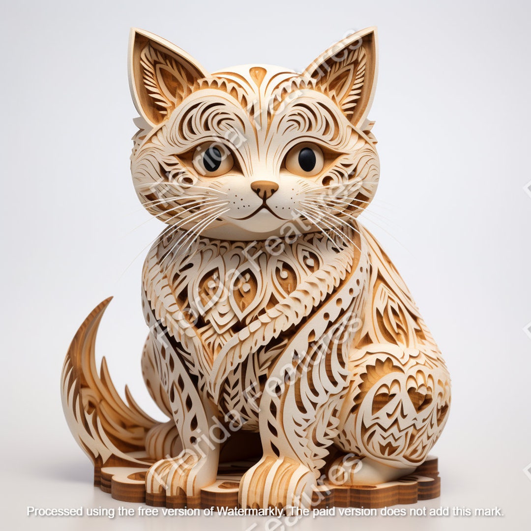 Laser Etched Kitten Sign: 3D Carved Wood Look (PNG SVG Digital Download ...