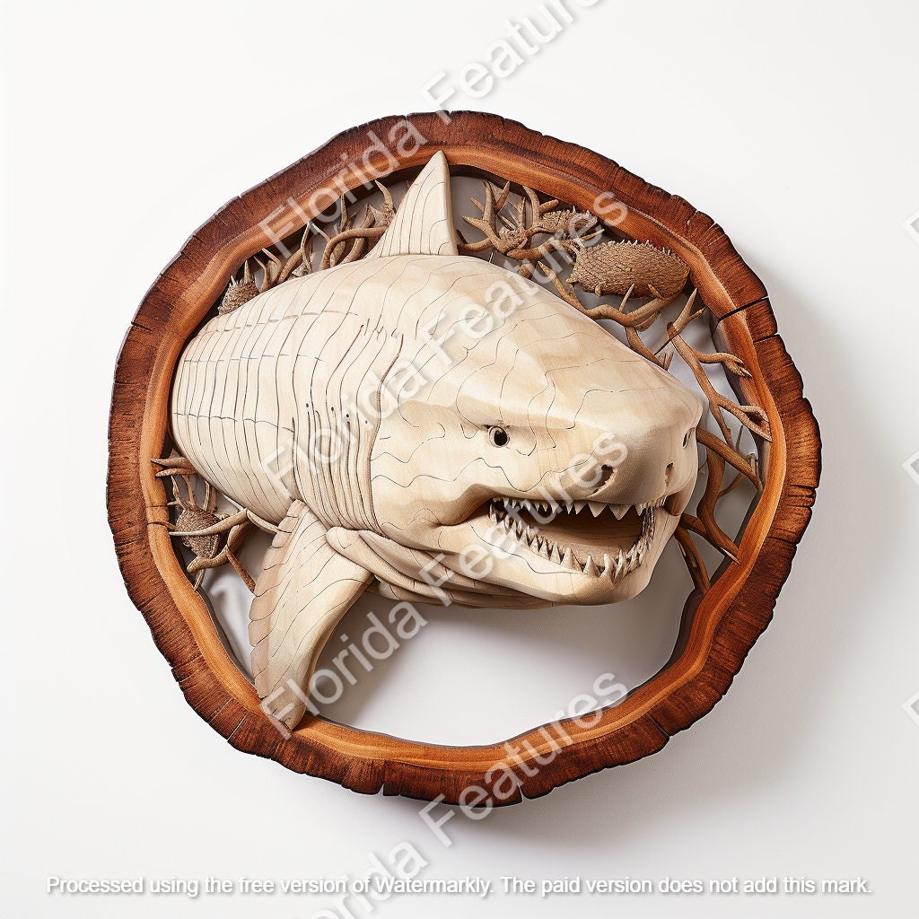 Great White Shark 300 DPI Live Edge Laser Etch Burn Carved - Etsy