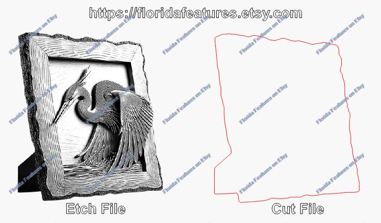 3D Heron Wood Engraving: Laser Cut Design (PNG, SVG) - Etsy