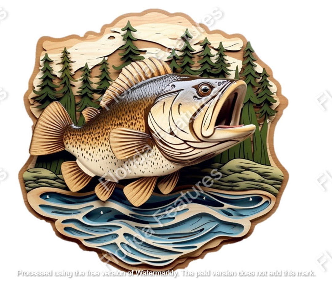 Glowforge 3D Illusion Large Mouth Bass, Fishing Fishermen Fish, Laser ...