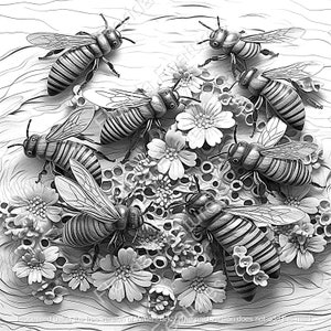 Honey Bee Hive Swarming, Laser Etch Burn Wood Files, High Quality Digital Download PNG SVG, Easy ...