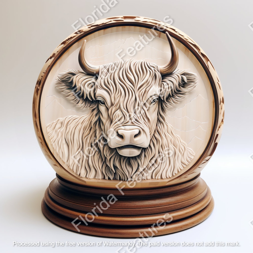 Laser Etch Burn, Snow Globe Cute Highland Cattle, Detailed Farm Scottish, 300 DPI, Digital PNG ...