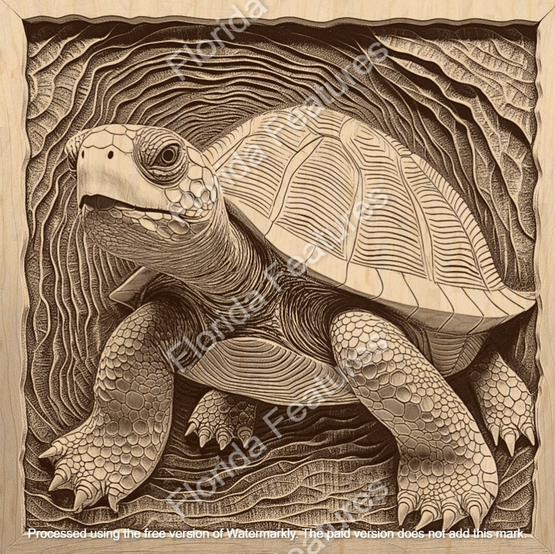 Laser Burn Etch Wood File, Little Cute Turtle , Carved Look, Easy Cut ...