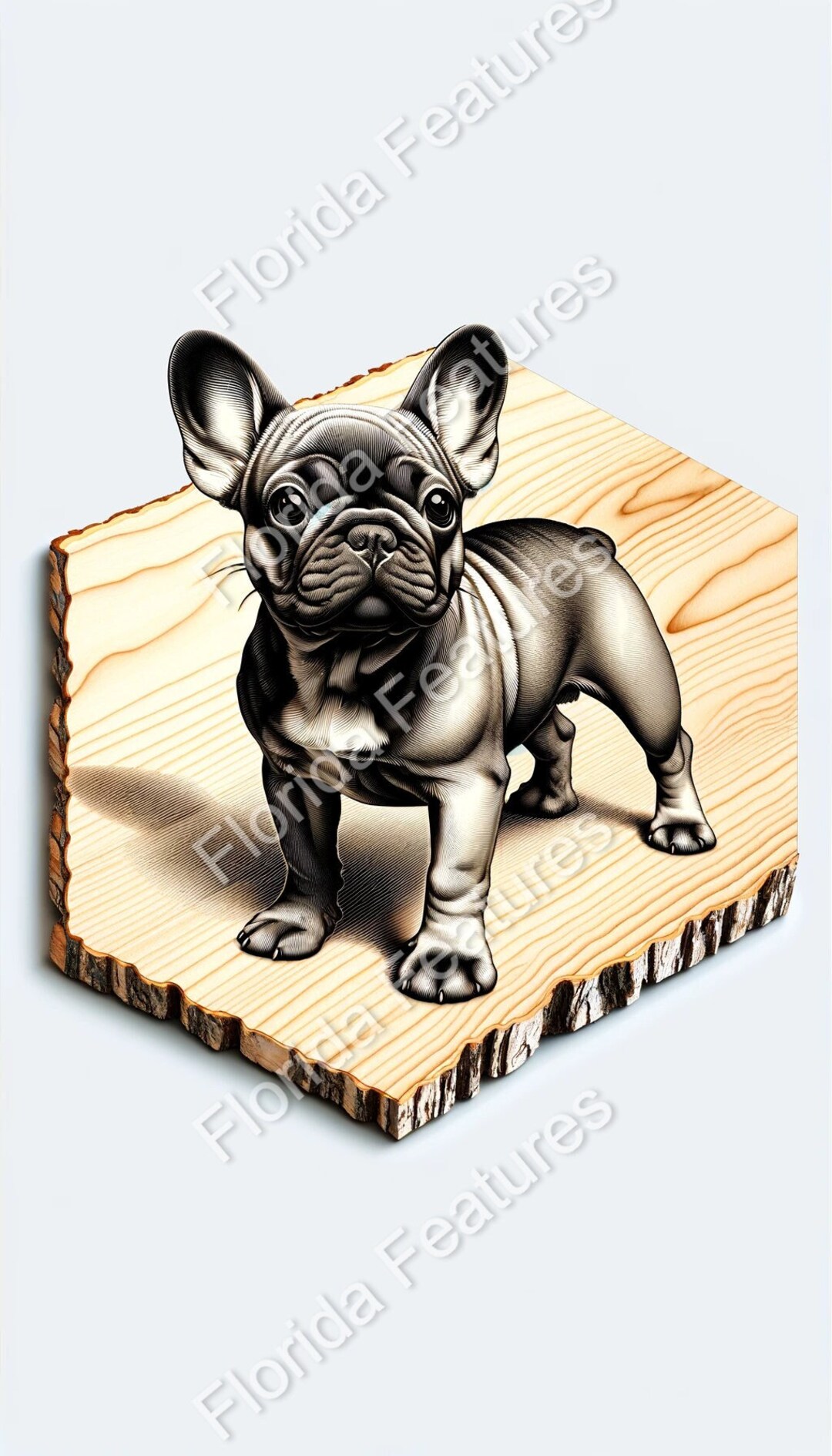 3D French Bulldog Illusion: Laser Cut Wood Art (PNG, SVG Digital File ...