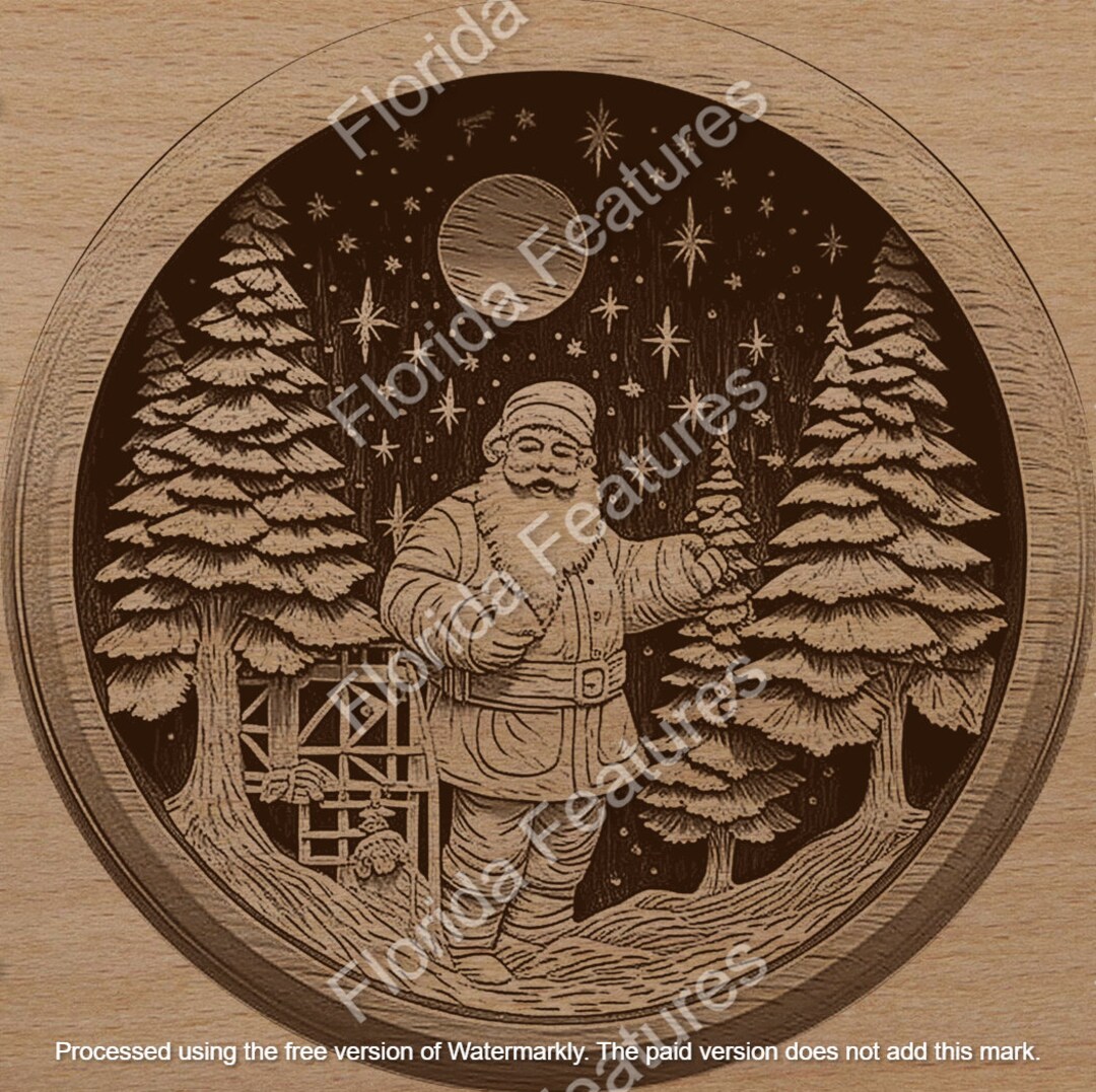 Holiday Santa, CNC Carved Look, Christmas, Laser Etch Burn Wood Files ...