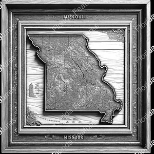 Missouri 3D Map Picture Wood Framed State USA | 3D Illusion | Laser ...