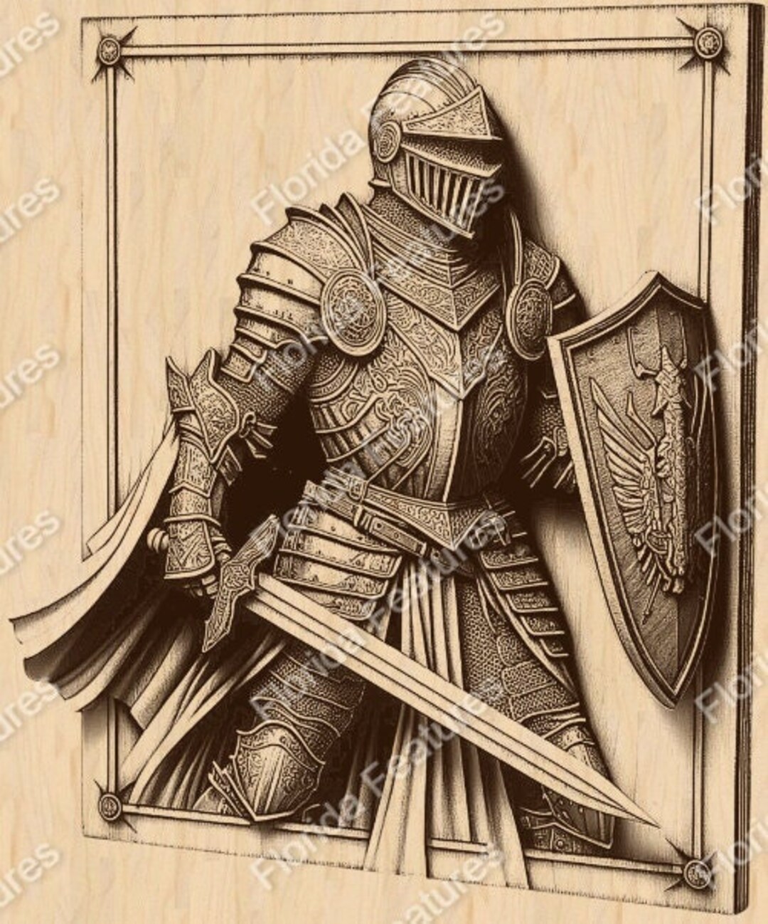 3D Knight Laser Cut File: Medieval Wood Engraving Design (PNG, SVG) - Etsy