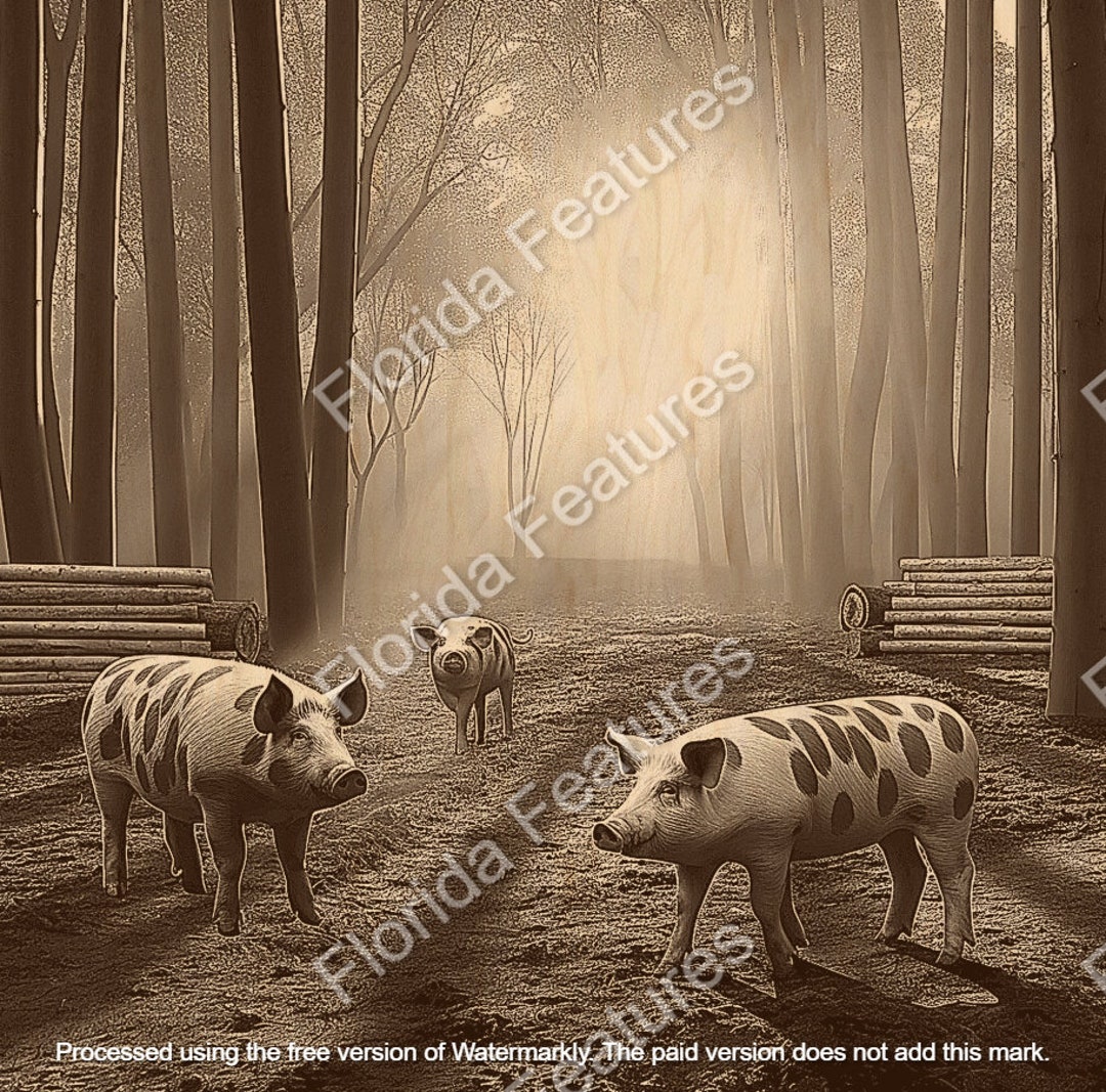 Laser Etch Burn Wood Files, Cute Pigs on Farm, Quality Digital Download ...
