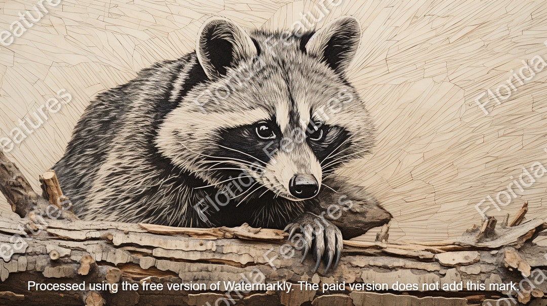 Raccoon Download Digital PNG SVG Laser Etch Laser 3D Illusion File ...