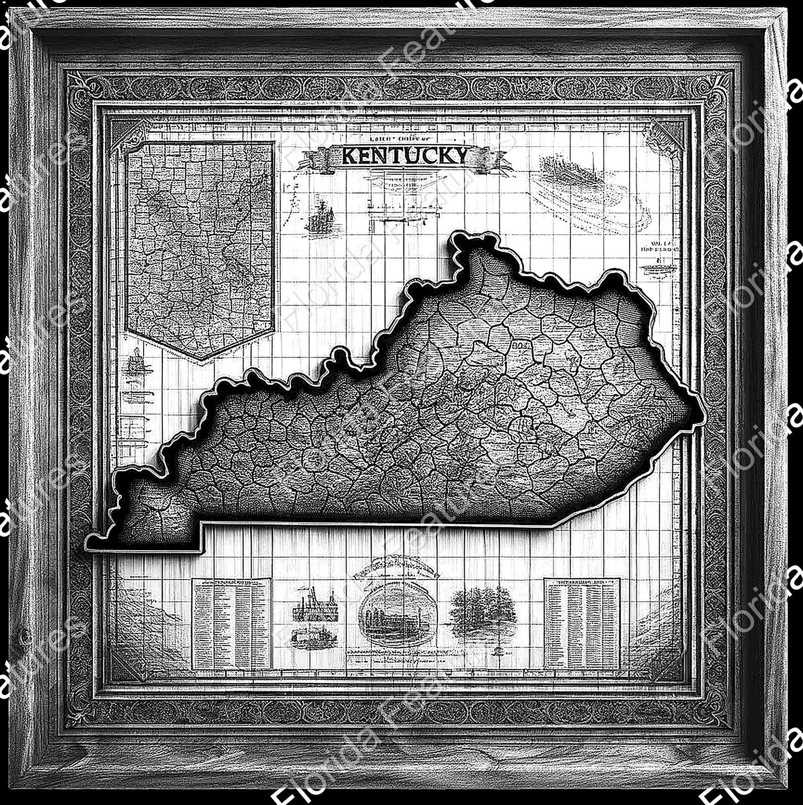 Kentucky 3D Wood Map Art: Laser Etched State Design (SVG, PNG) - Etsy