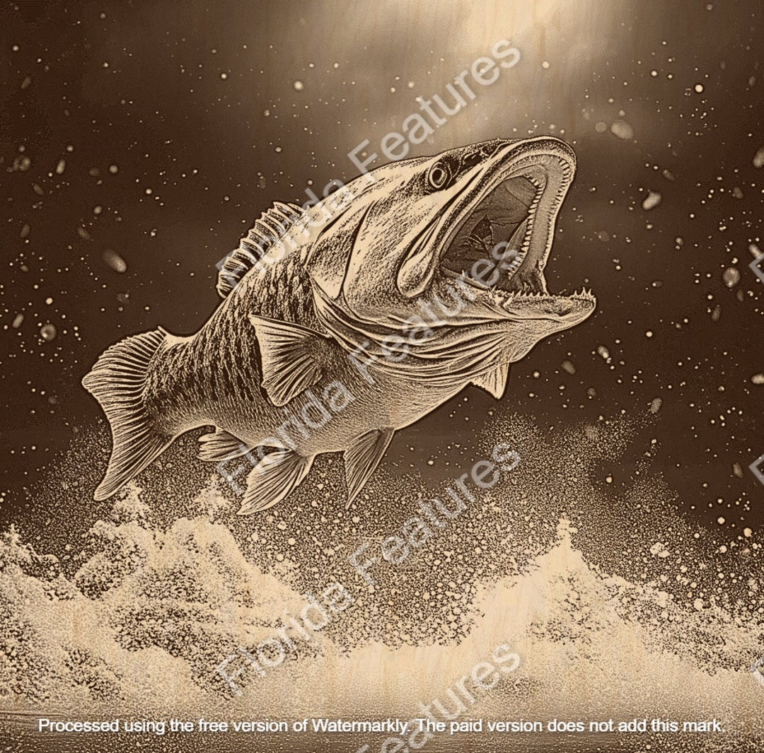 Laser Etch Burn Wood Files, Florida Large Mouth Bass Fish Fishing, Quality Digital Download PNG ...