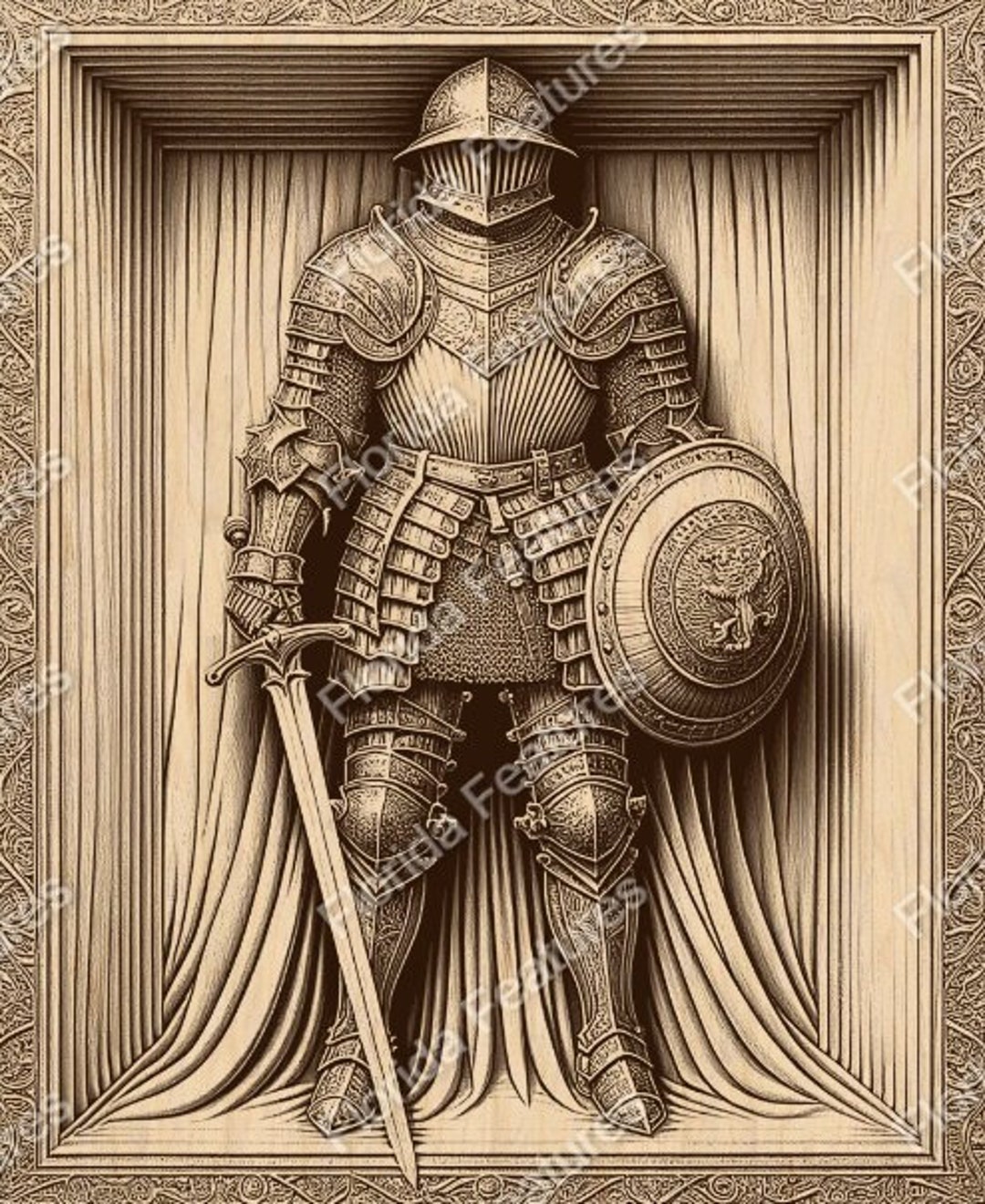 3D Knight Illusion: Laser Cut Wood Engraving Design (PNG, SVG) - Etsy