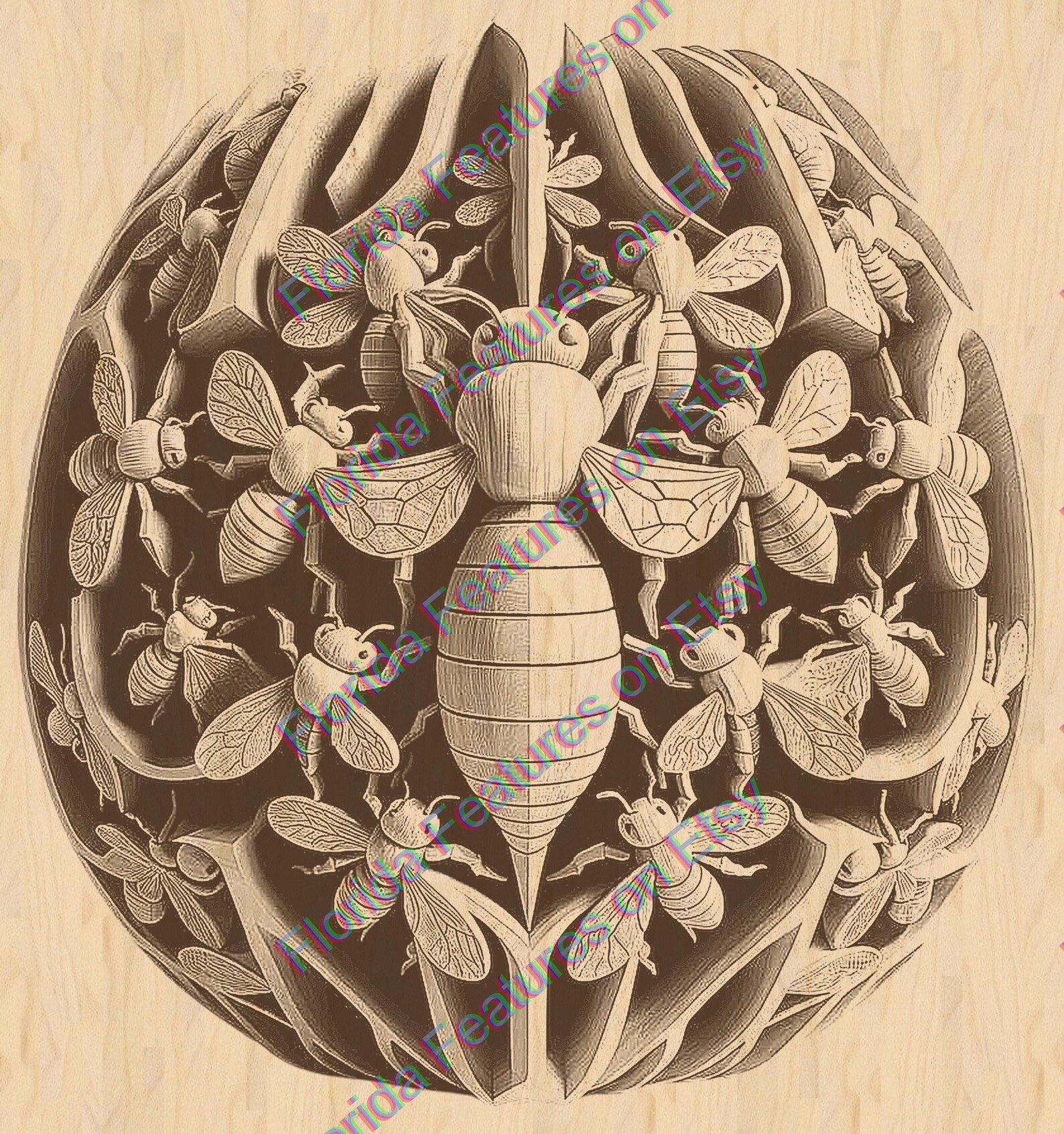 3D Bees Honeycomb Laser Cut File: Queen Bee SVG PNG - Etsy