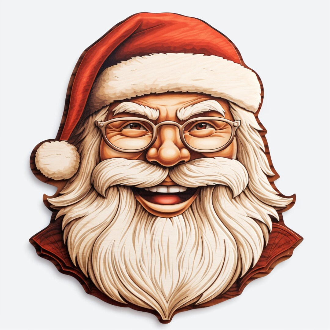 Carved Look, Wood Christmas Santa, Easy Cut Image, Laser Etch and Cut ...