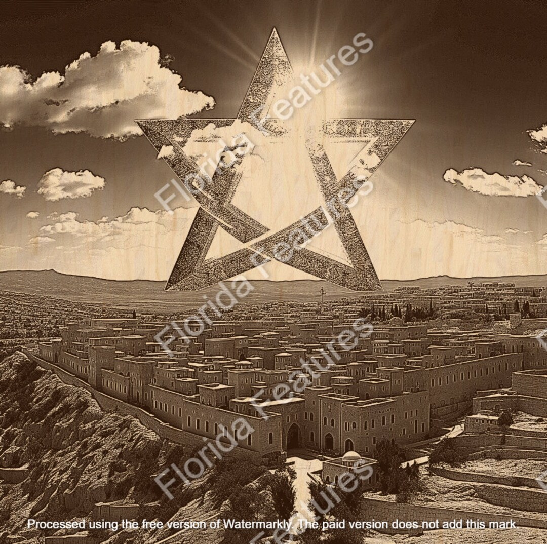 Religious Star of David Jewish, in the Sky, Blue Square, Laser Etch ...