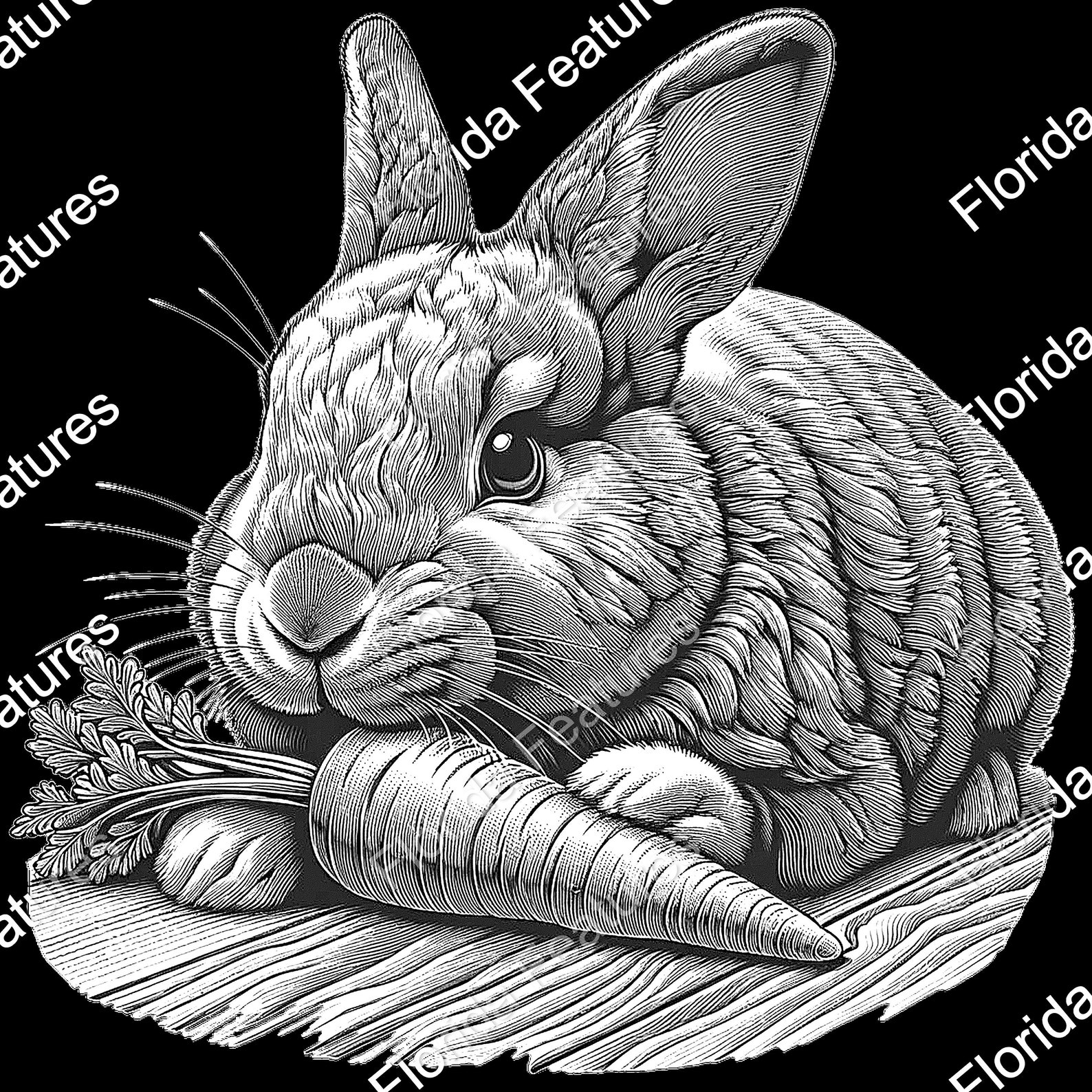 3D Bunny Rabbit Laser Engraving Design: Wood Art PNG, SVG (digital ...